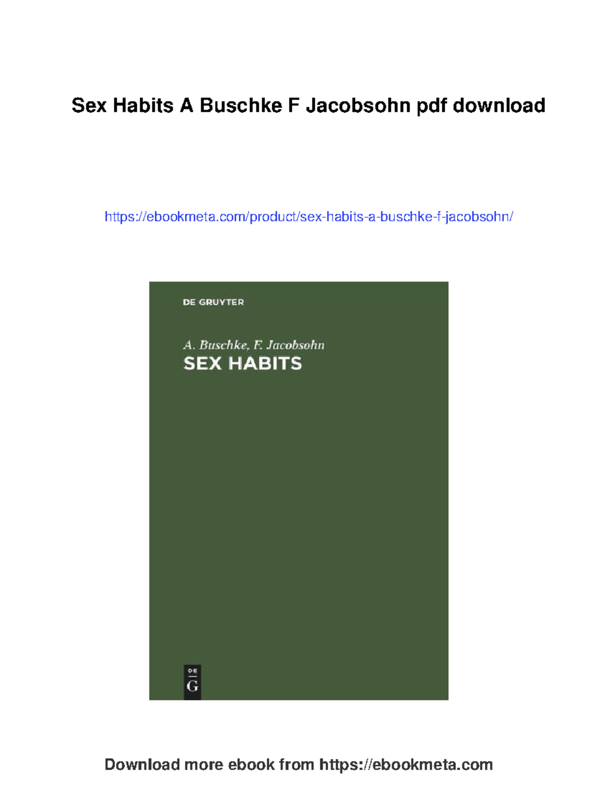 Sex Habits: A Vital Factor in Understanding Sexual Health - Studocu