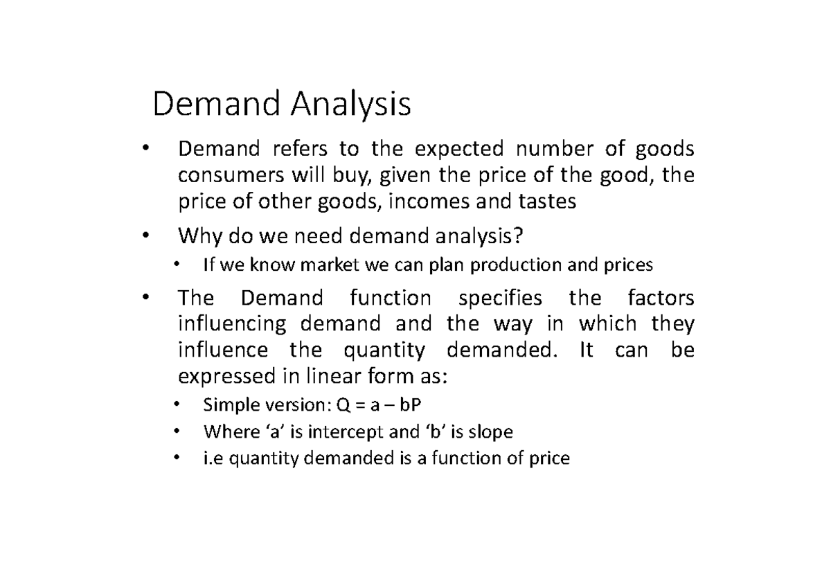 Demand Analysis 23 - simplified version of main points - Demand ...