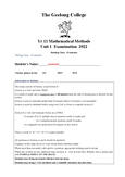 Mathematical Methods- Unit 1 - Grade: 11 - Victorian Certificate of ...