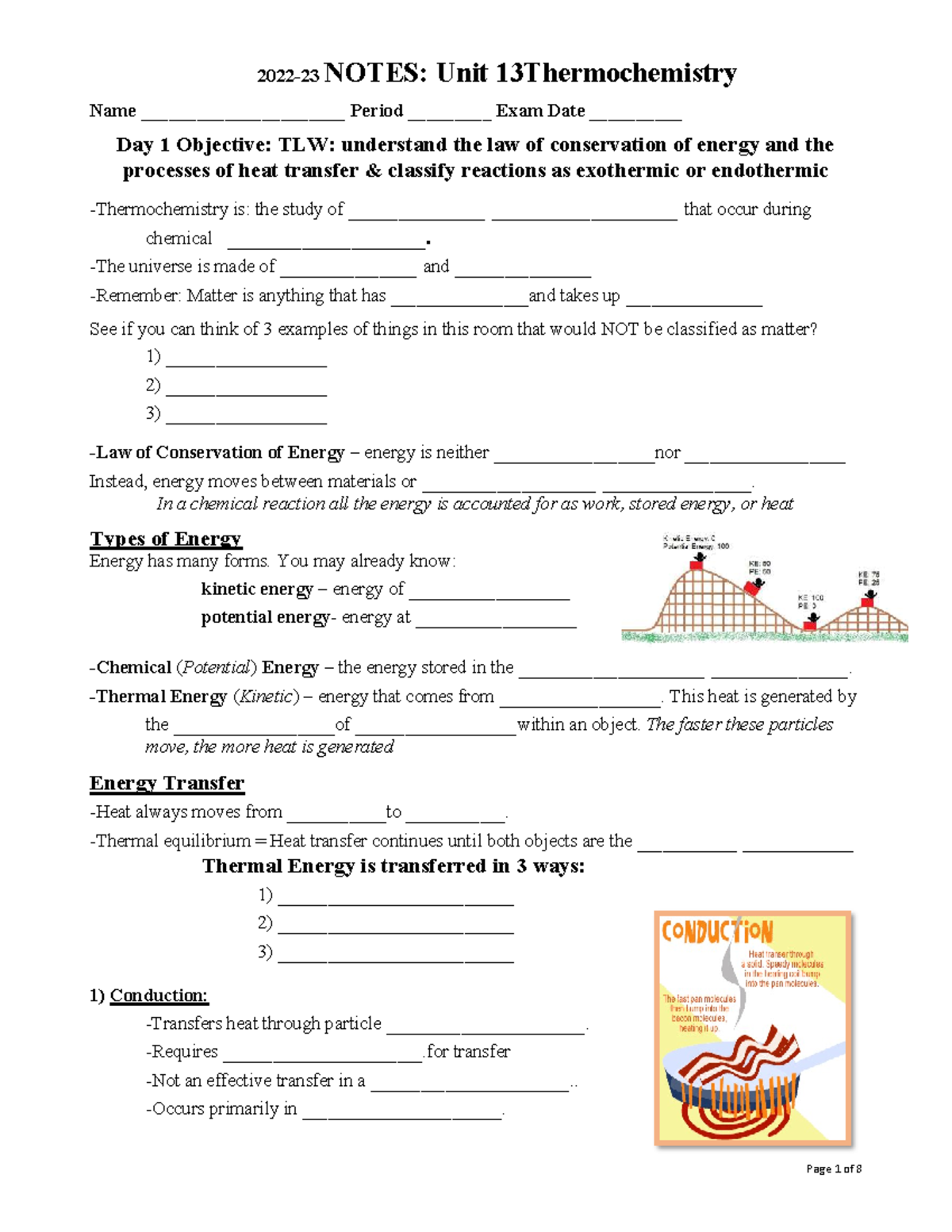 Unit 13 Thermochemistry Notes: Energy Conservation & Heat Transfer ...