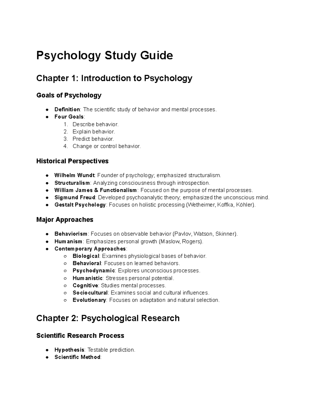 Psychology study guide: Key concepts from chapters 1 to 5 - Studocu