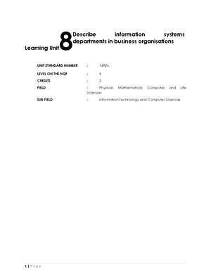 Explain computer architecture concepts - Learning Unit 4 UNIT STANDARD NUMBER : 14917 LEVEL ON ...