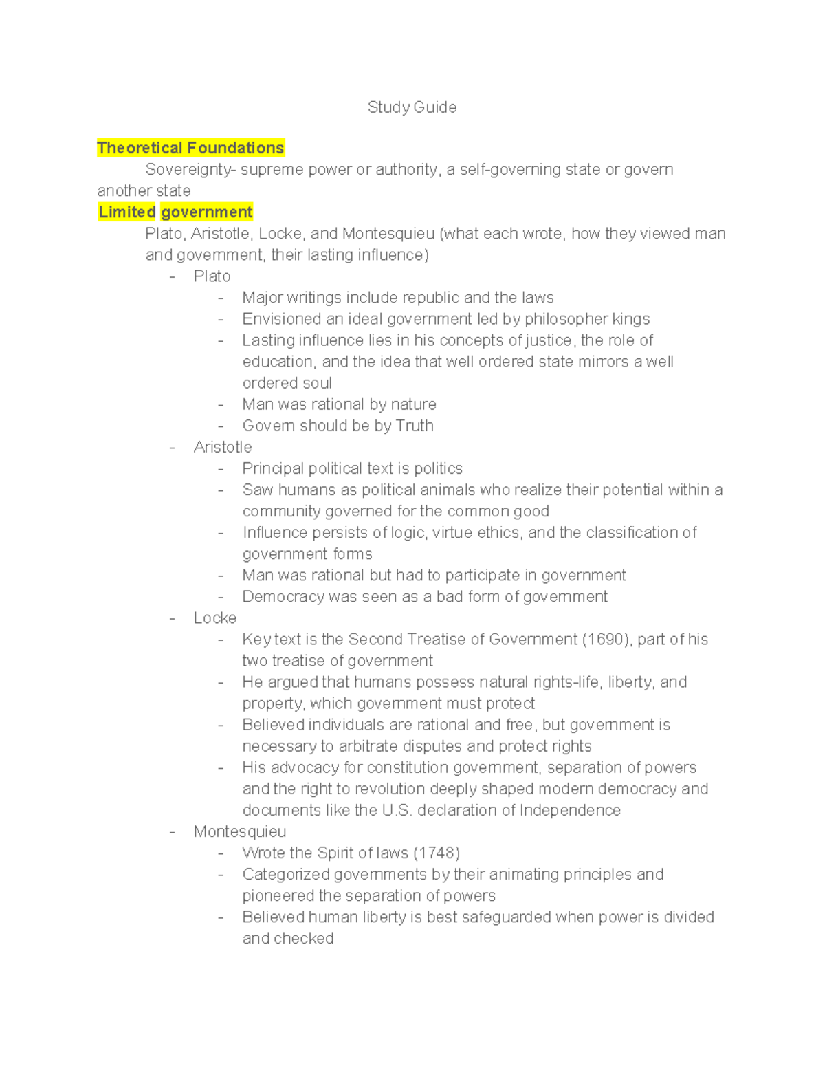 Constitutional Foundations: Powers & Federalism Study Guide (POL101 ...