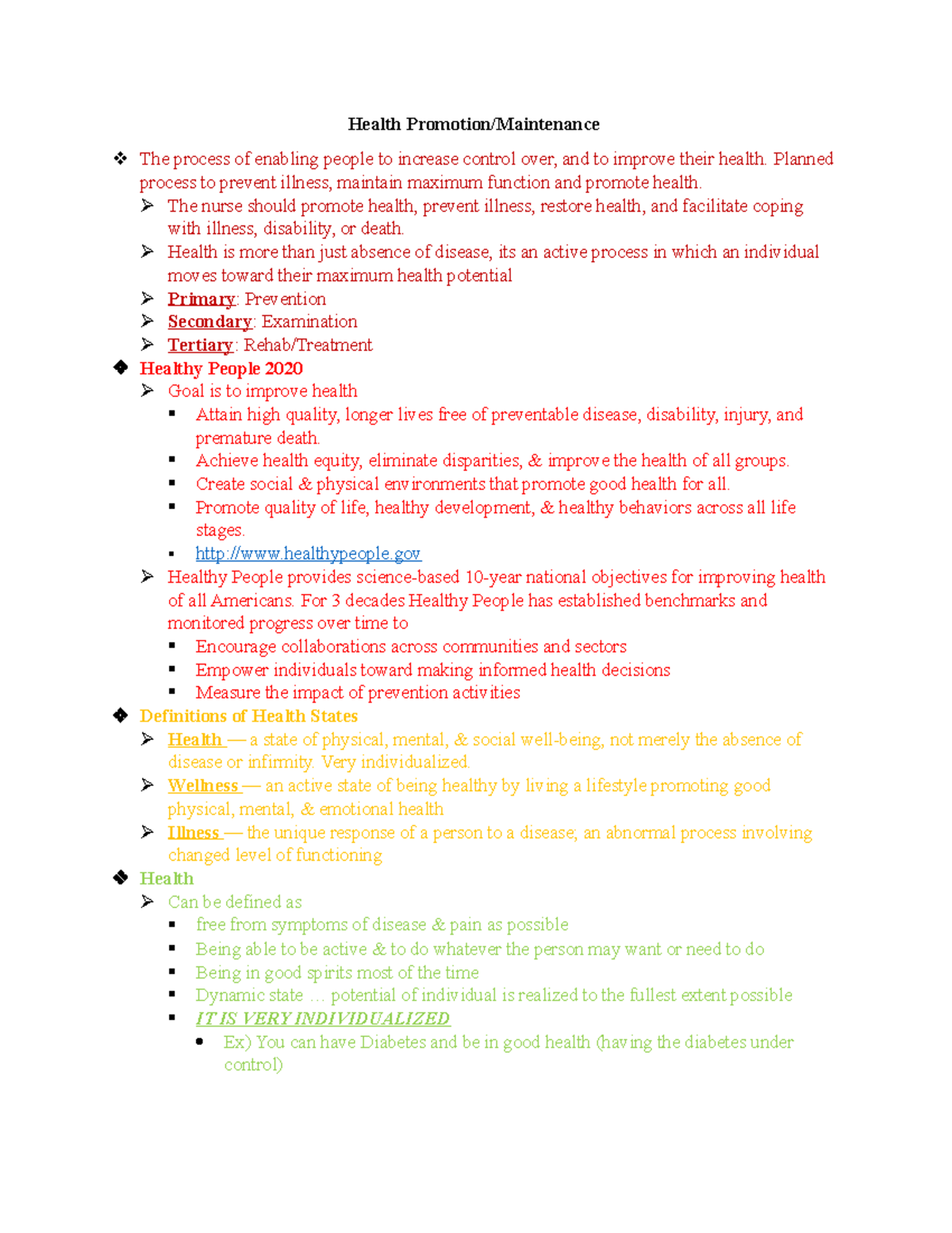 Health Promo Course - Fundamental Concepts of Health Promotion - Studocu