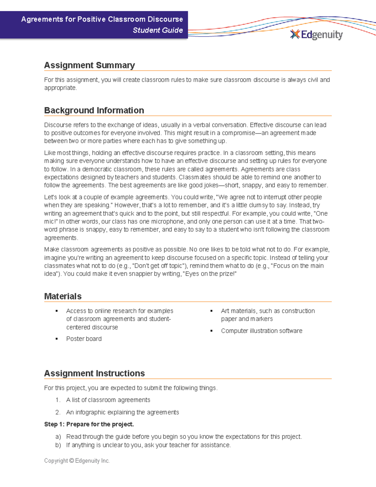 Project: Creating Rules for Civil Discourse (Student Guide) - Studocu