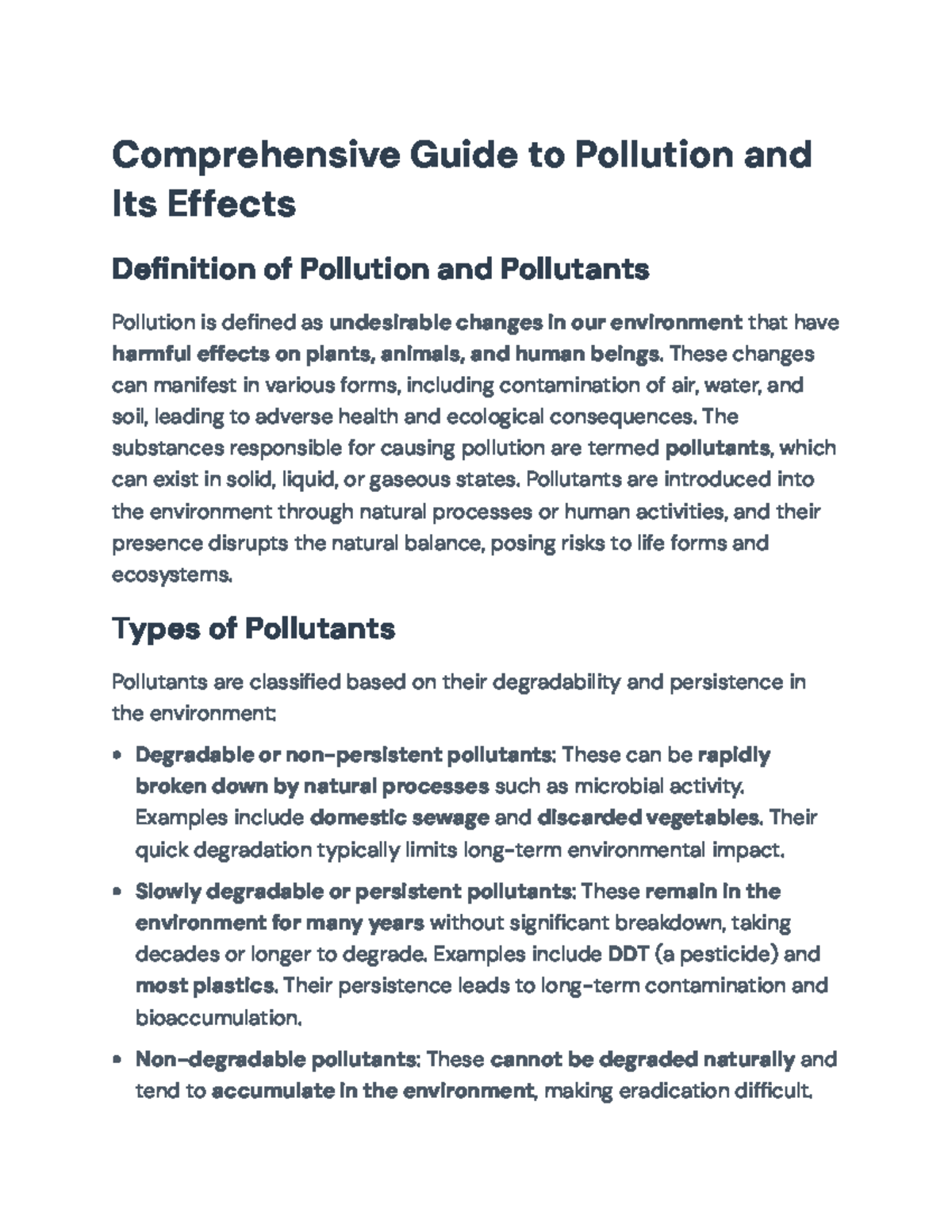 Comprehensive Overview of Pollution: Types, Sources, and Health Effects ...