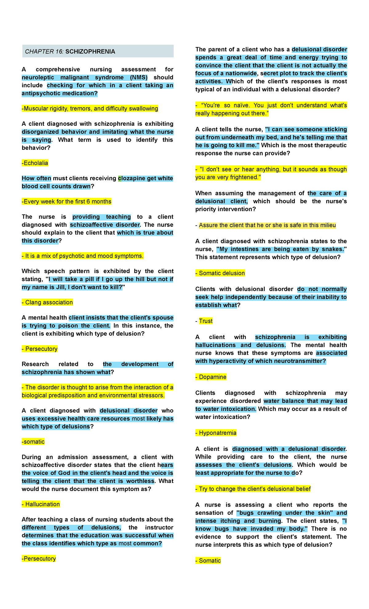 Chapter-16-Schizophrenia - CHAPTER 16: SCHIZOPHRENIA A comprehensive ...