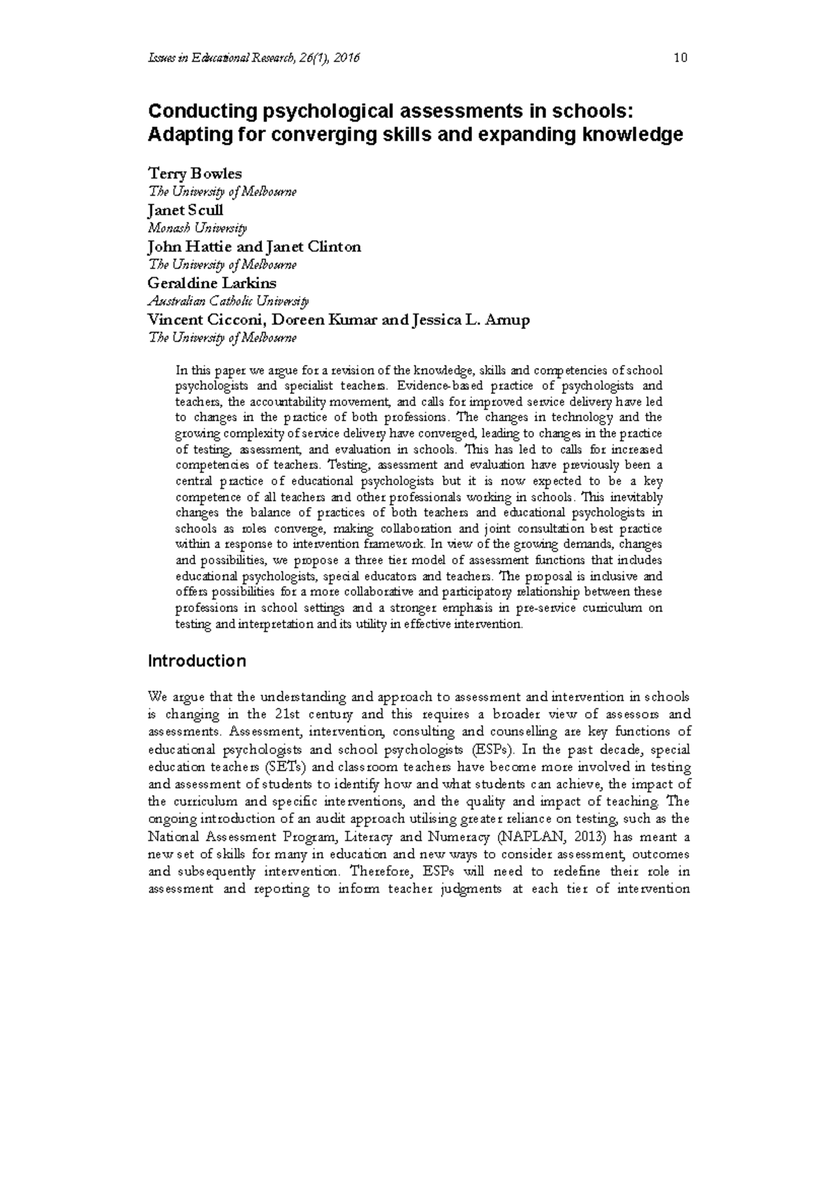 Conducting Psychological Assessments in Schools: Adapting Skills for ...