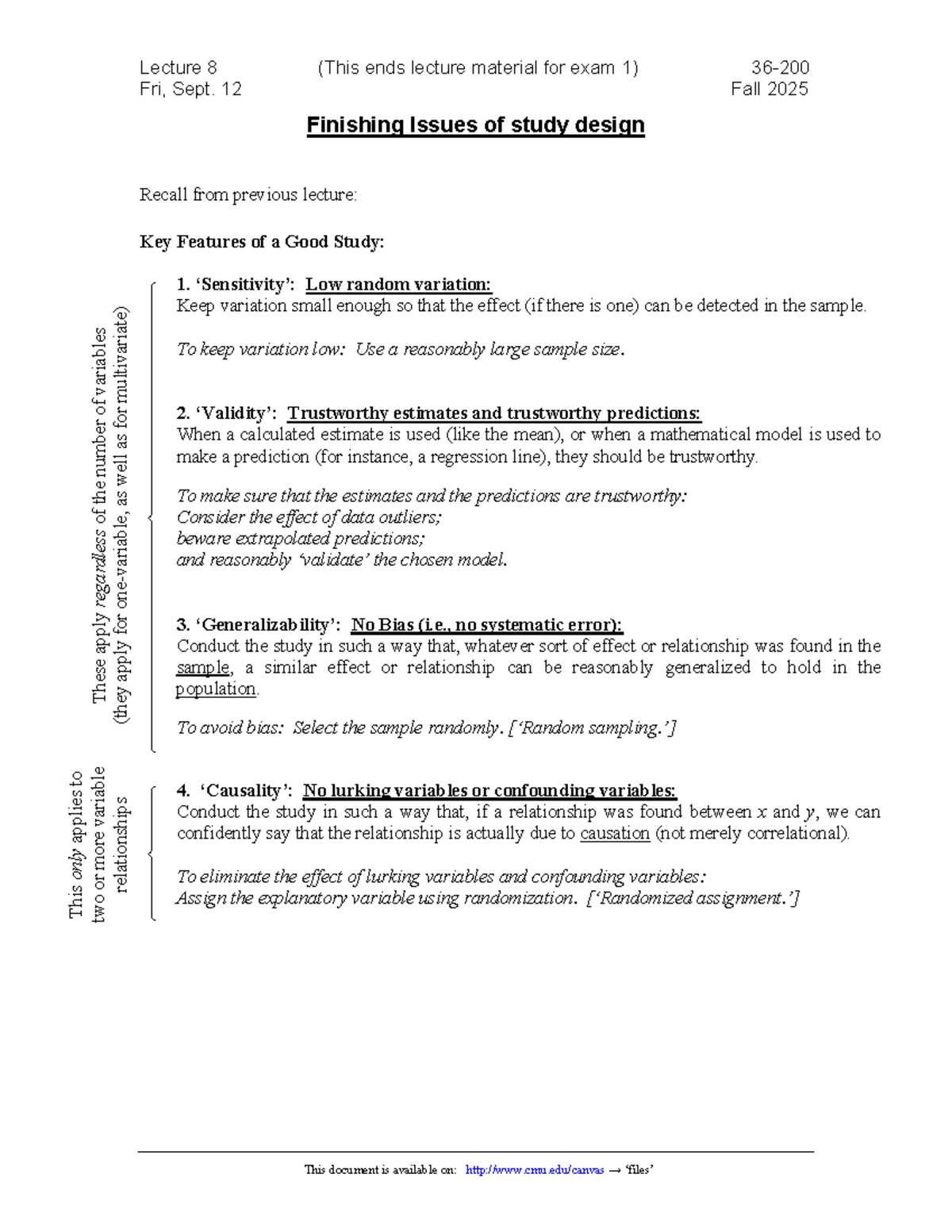 Statistics Lecture 8: Lurking Variables & Causation Insights 36-200 ...