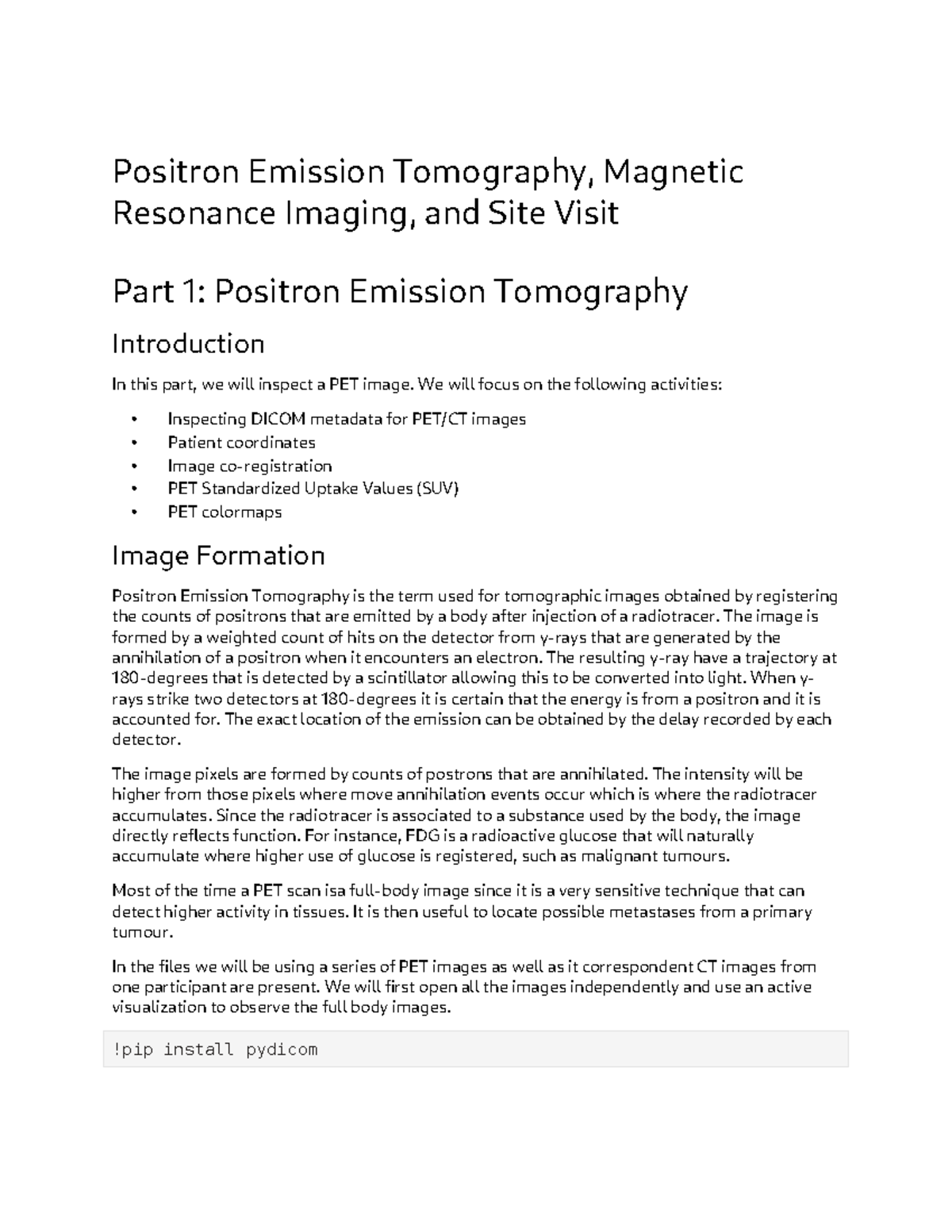 Lab 4: Introduction to Positron Emission Tomography (BMEN509) - Studocu