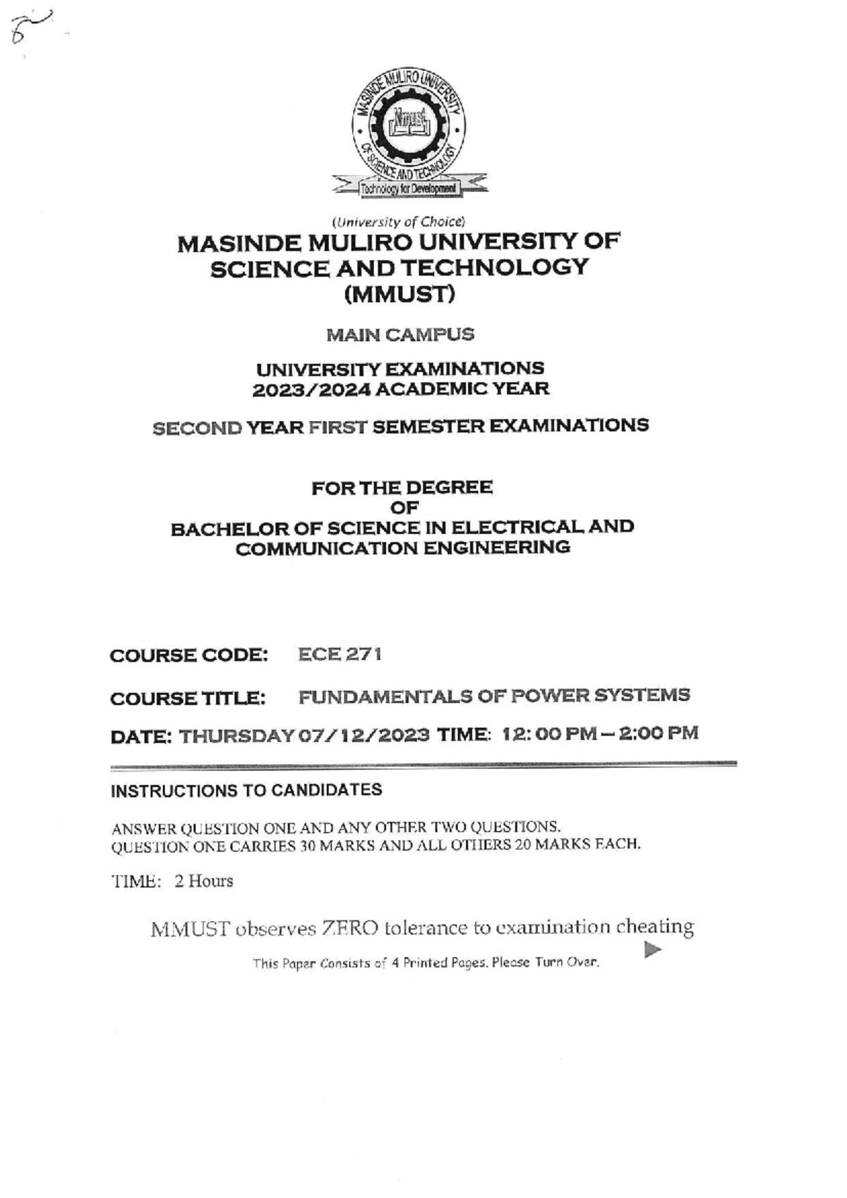 ECE 271 Final Exam: Fundamentals of Power Systems Overview - Studocu