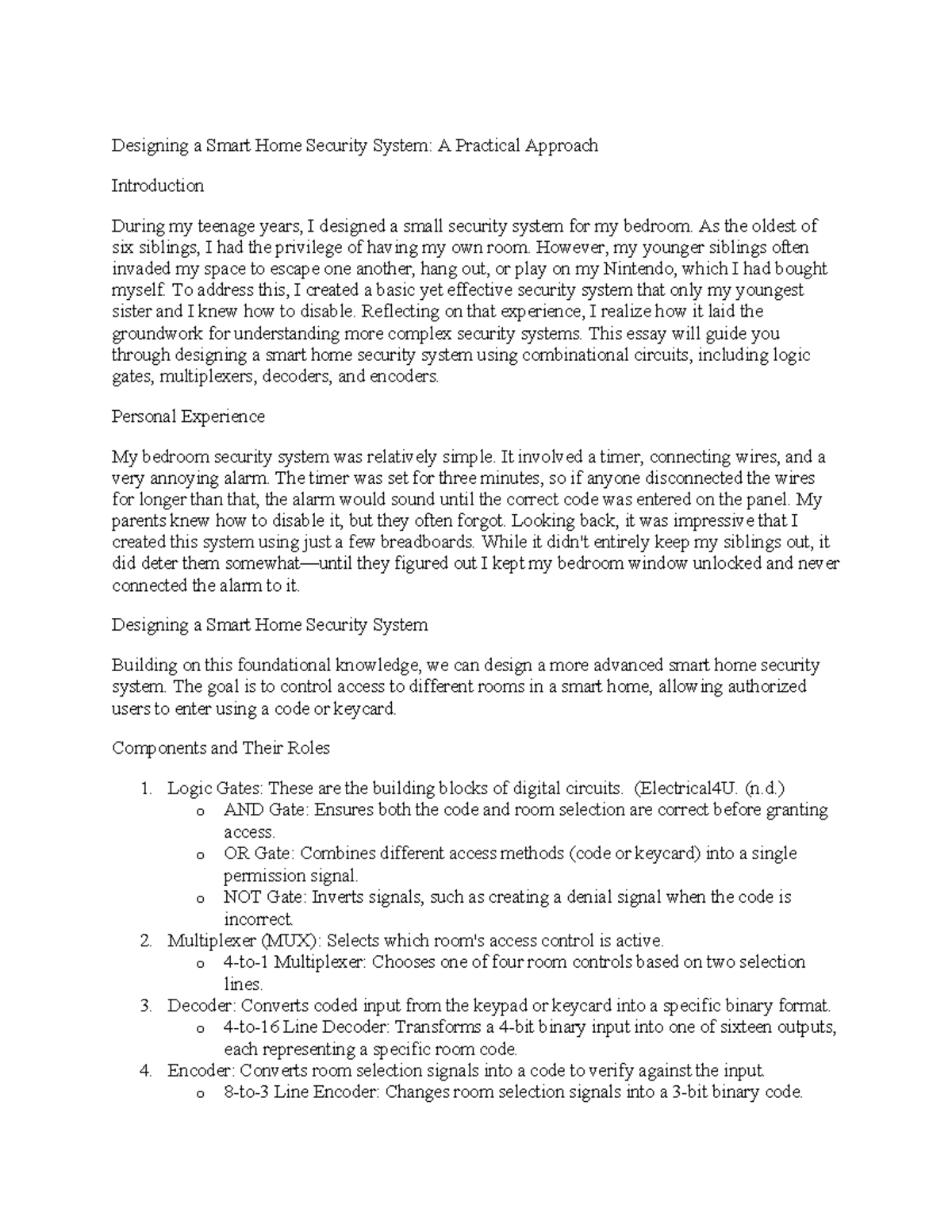 1105 Smarthouse U2 - Designing a Smart Home Security System - Studocu