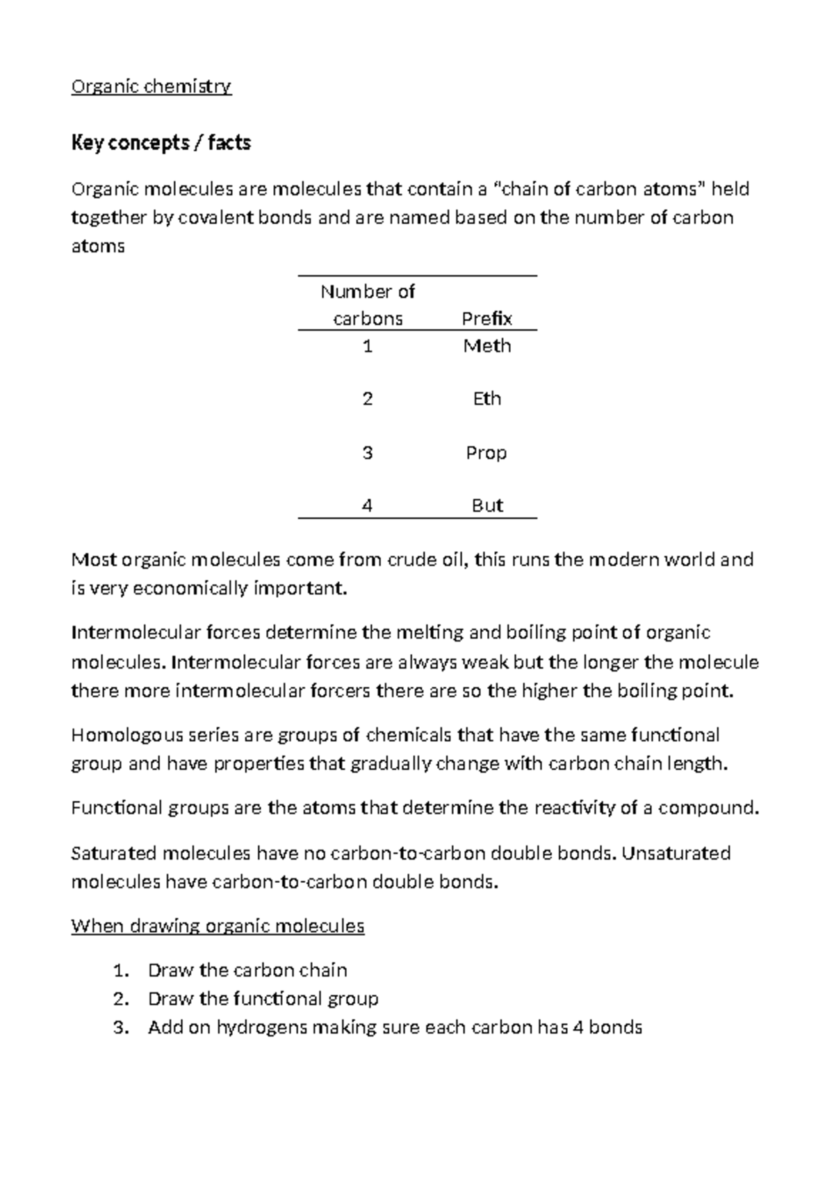 Organic chemistry key concepts and facts for exam preparation - Studocu