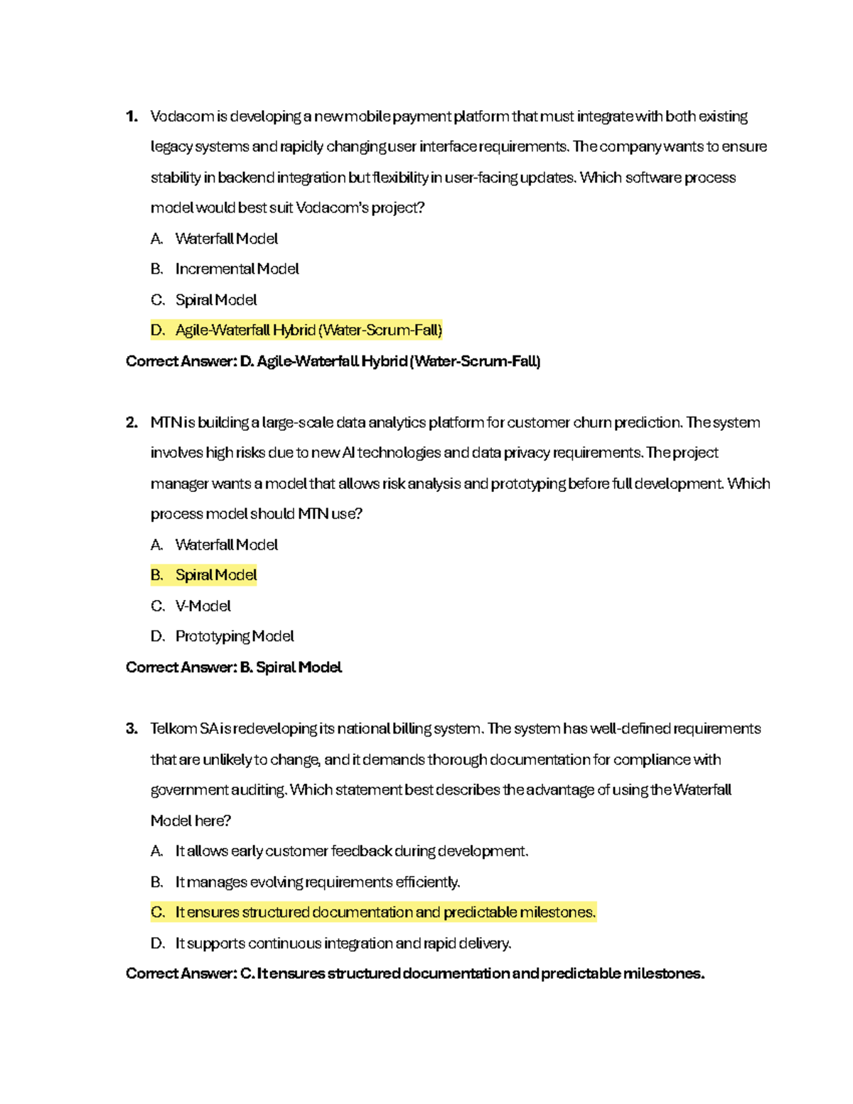 Mock Exam: Software Engineering Concepts and Models (SE101) - Studocu