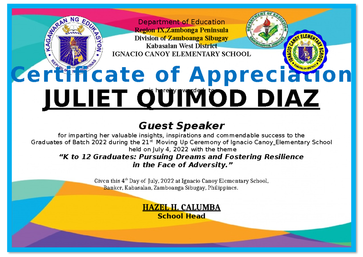 Certificate for graduation-guest-speaker-sample-only by jenrap ...