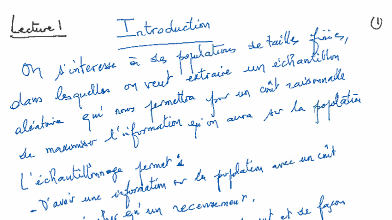 Lecture 1 Notes on Population Sampling and Estimation Techniques - Studocu