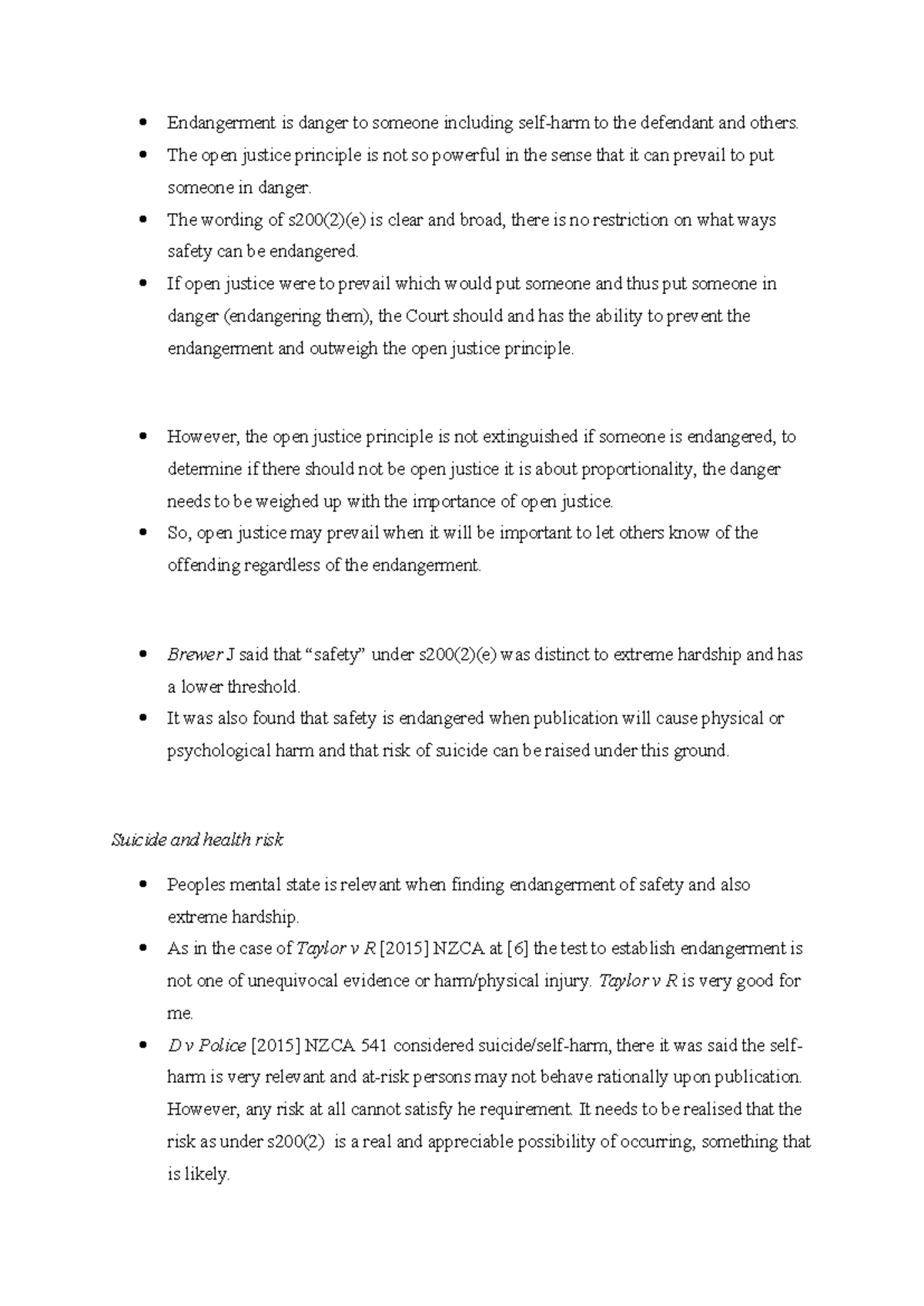 Endangerment and Open Justice: Legal Perspectives on Safety Risks - Studocu