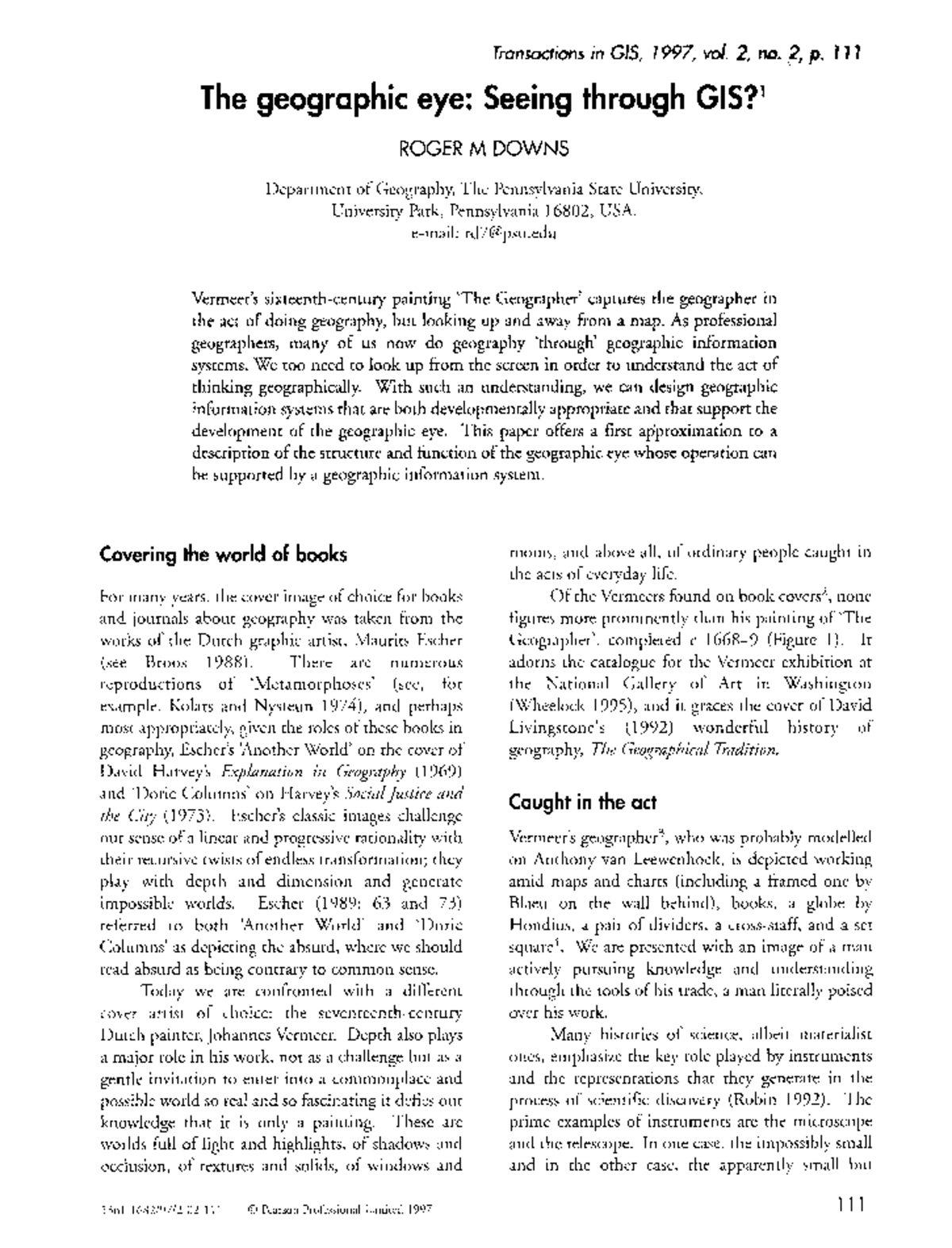 The Geographic Eye: Understanding Spatial Perception Through GIS - Studocu
