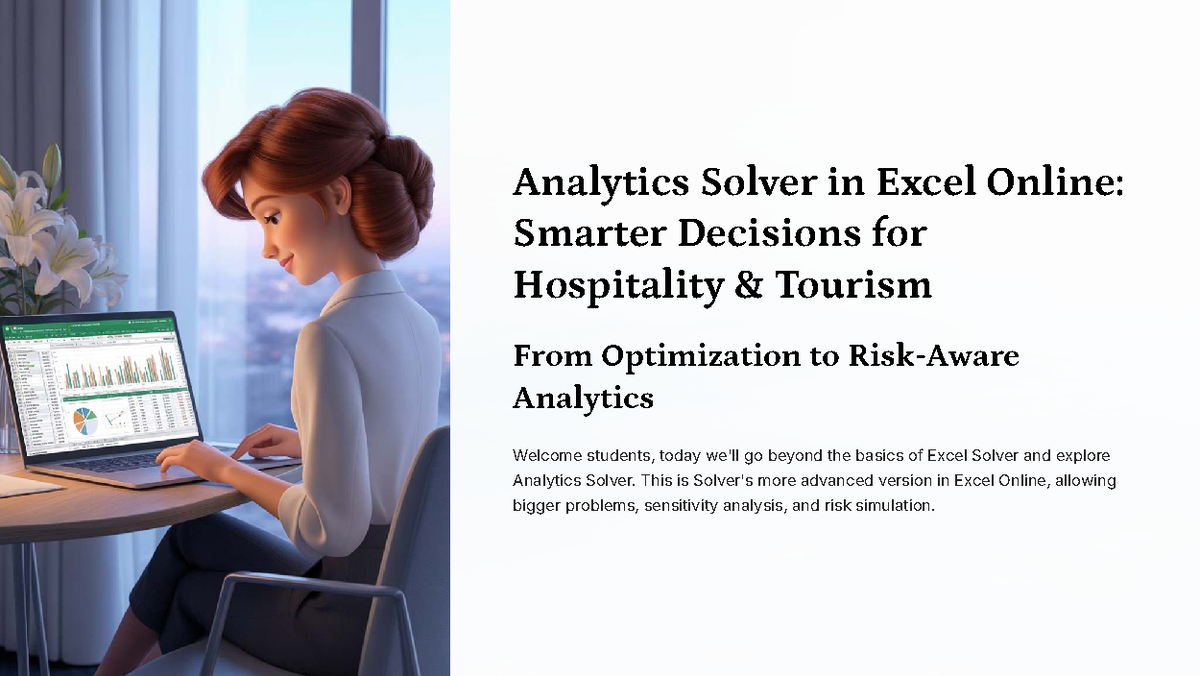 Lecture 5: Advanced Analytics Solver in Excel Online for Hospitality ...