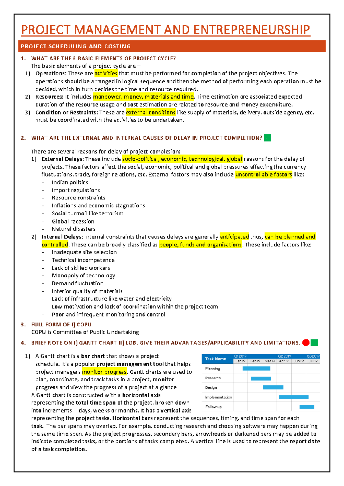 Project Management and Entrepreneurship (PME) - Notes on Scheduling ...