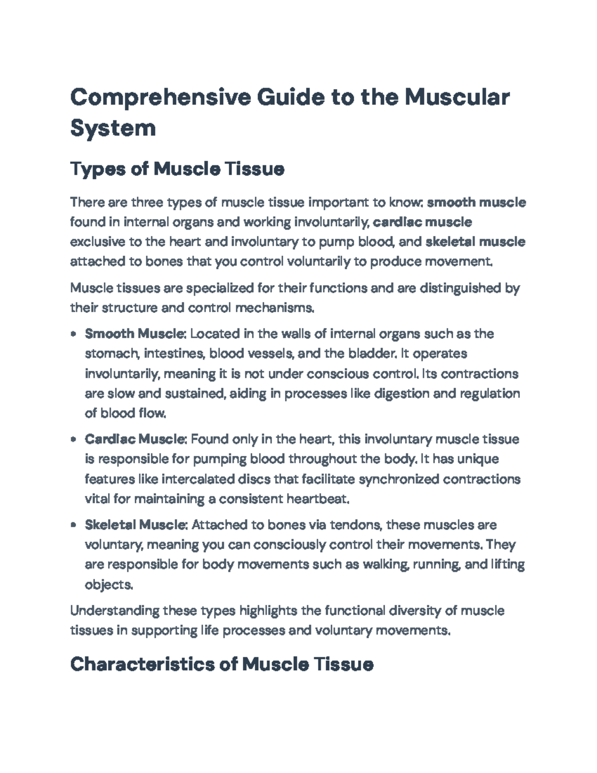 Comprehensive Study Guide on the Muscular System (BIO101) - Studocu