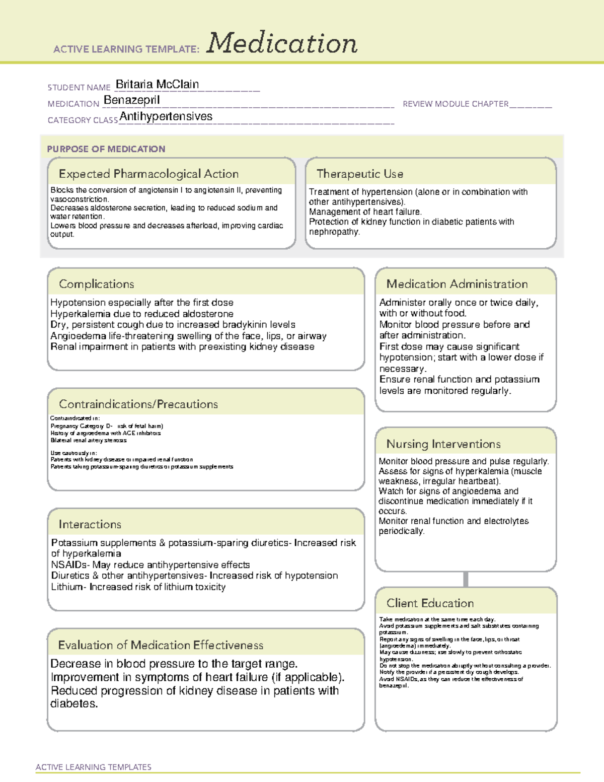 ATI Medication Active Learning Template - ACTIVE LEARNING TEMPLATES ...