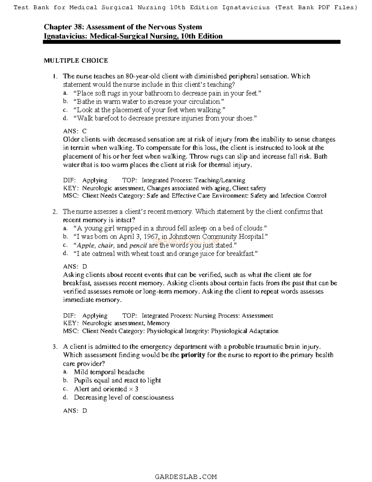 Chapter 37 notes - G R A D E S L A B. C O M Chapter 37: Concepts of ...