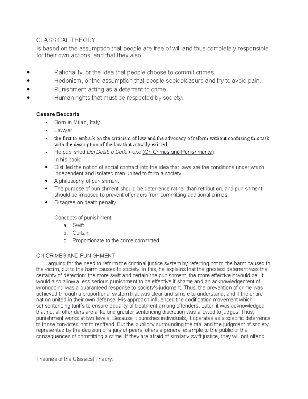 Lesson 2: Classical Theory and Rational Choice Concepts - Studocu