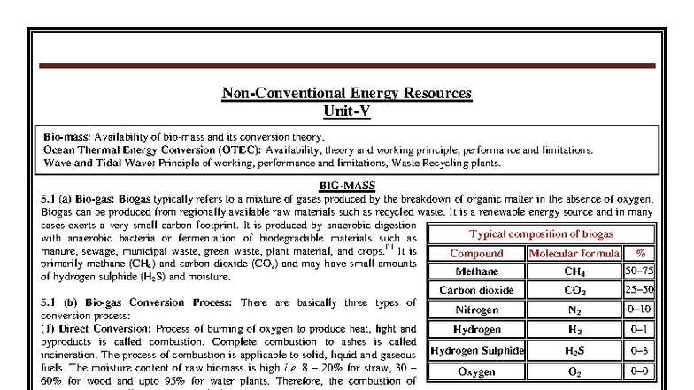RER-UNIT-5: Energy Resources & Conversion Theories - 7th SEM - Studocu