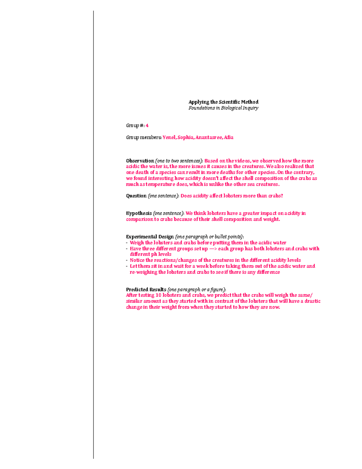 Applying the Scientific Method in Biological Inquiry (Group 4) - Studocu