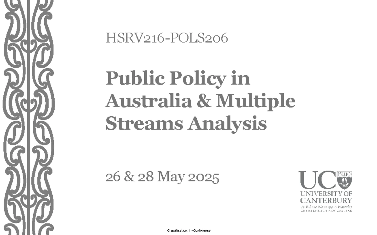 Public Policy in Australia: Multiple Streams Analysis (HSRV216-POLS206 ...
