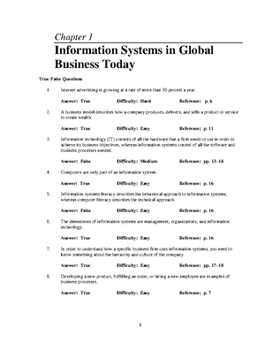 Chapter 2 Test Bank (16e) - 1 Management Information Systems: Managing ...