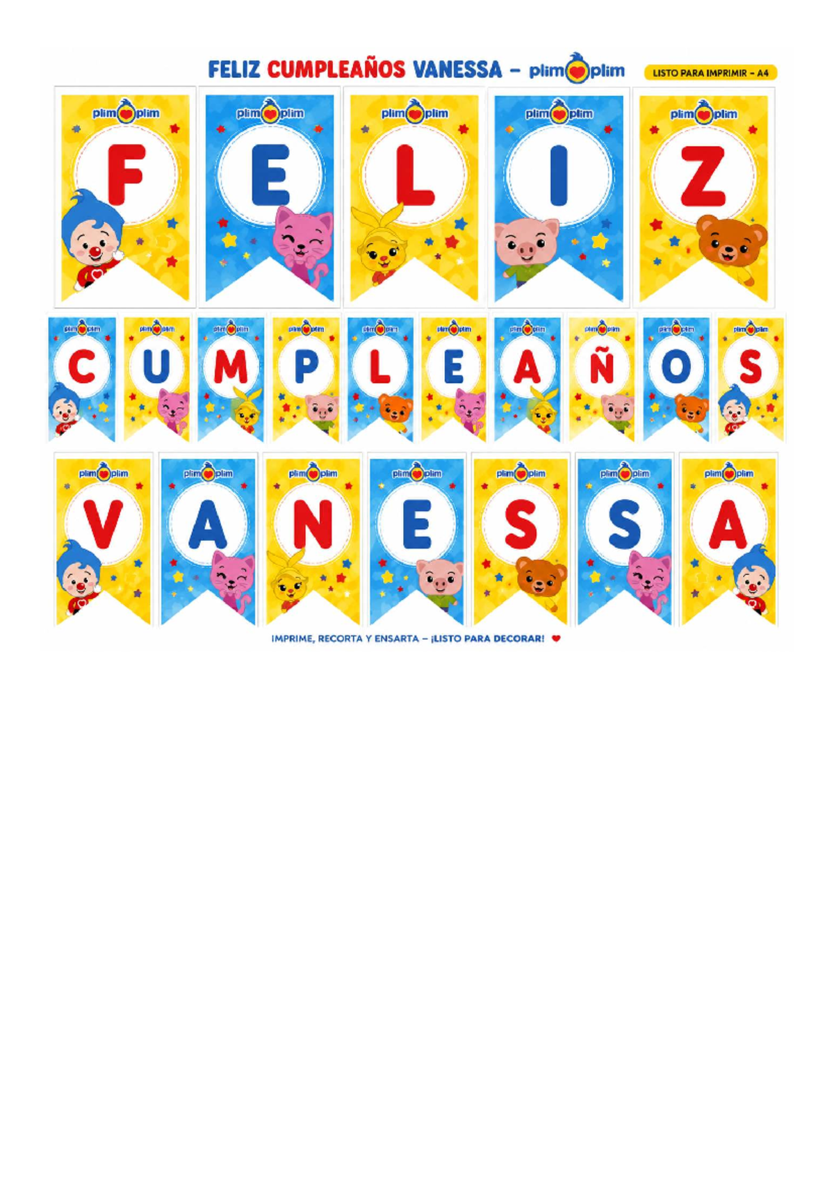 Banderines de Cumpleaños para Vanessa - A4 - Studocu