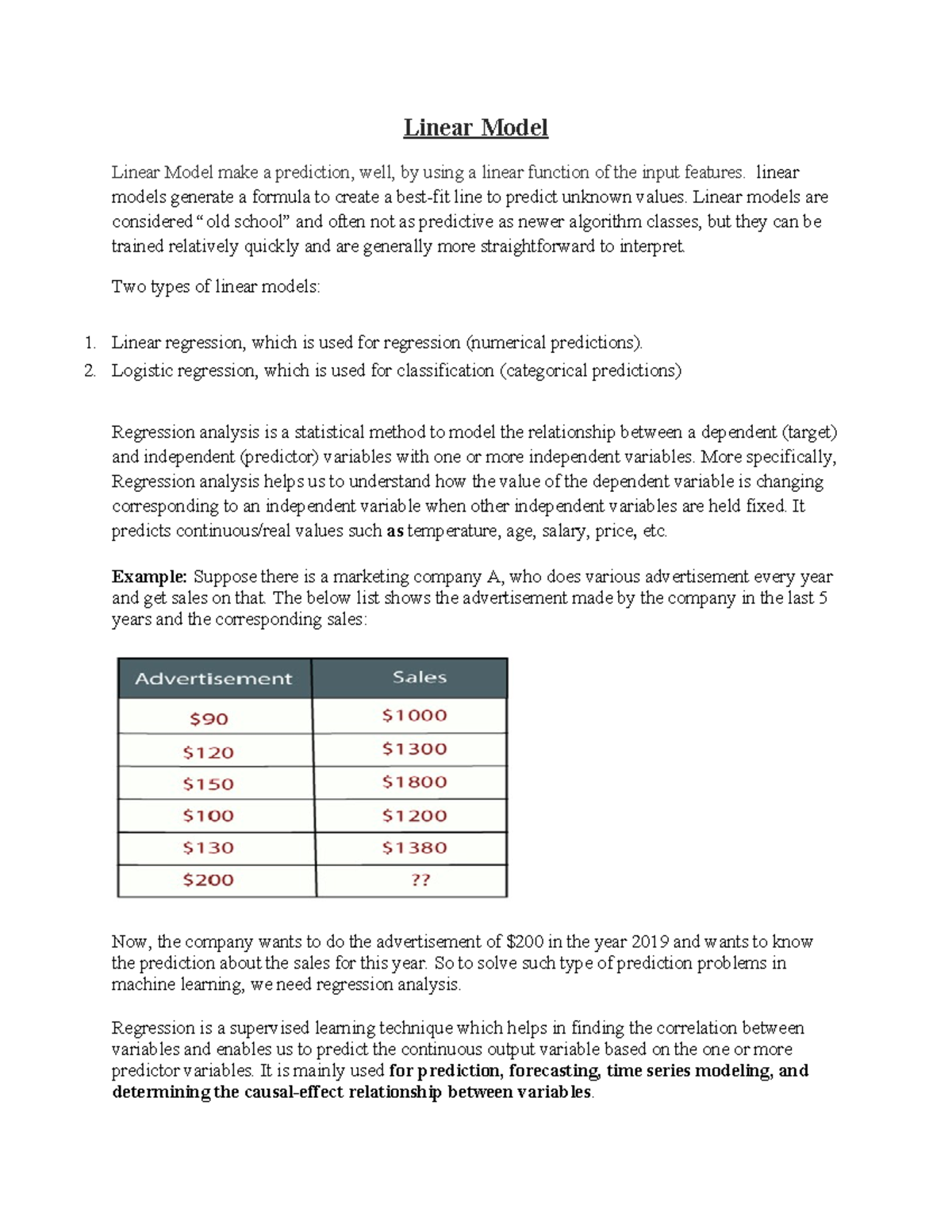 Linear Model - Linear Model Linear Model make a prediction, well, by ...