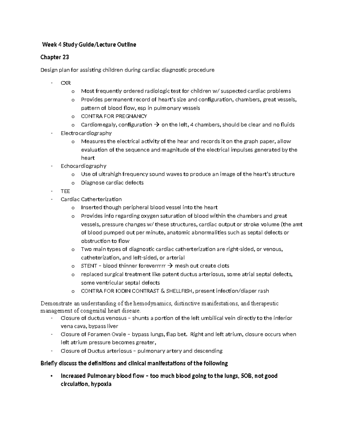 N6 Quiz #4 Study Guide - Week 4 Study Guide/Lecture Outline Chapter 23 ...