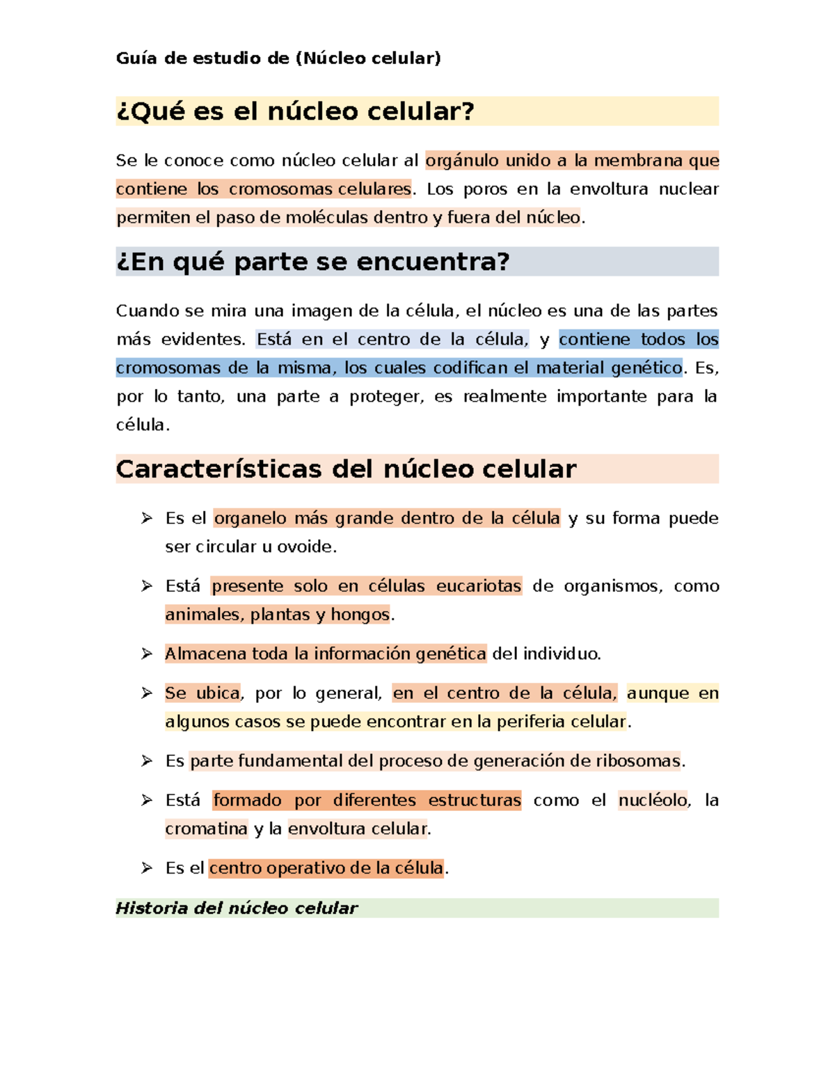 Guía de Estudio del Núcleo Celular: Definición y Partes Esenciales ...