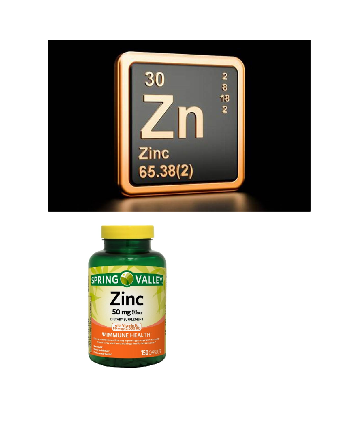 Nutricion - 30 2 8 18 Zn 2 Zinc 65(2) SPRING VALLEY Zinc 50 mg PER ...