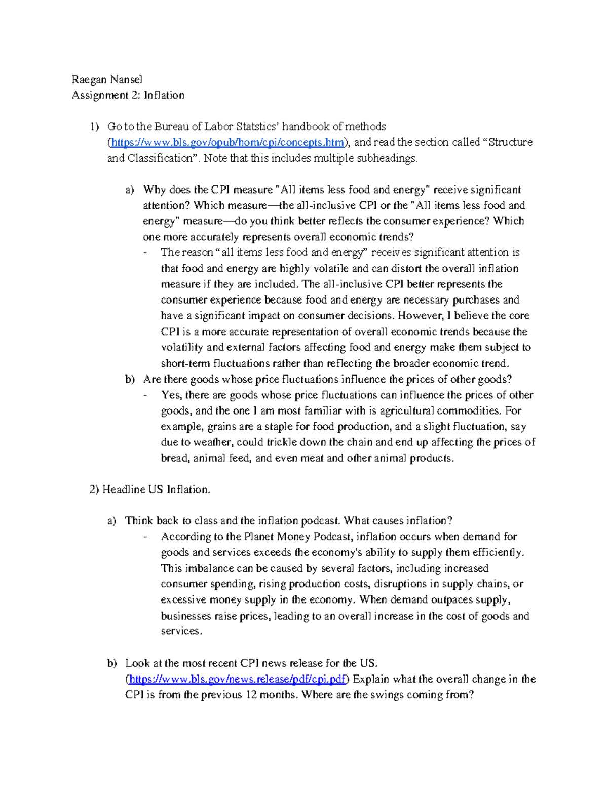 Assignment 2: Analyzing Inflation Trends and Consumer Effects in the U ...