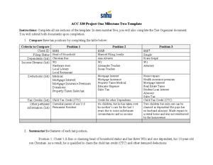 Module 4 Assignment: Project One Milestone Two - ACC 330 Project One Milestone Two Compare three ...
