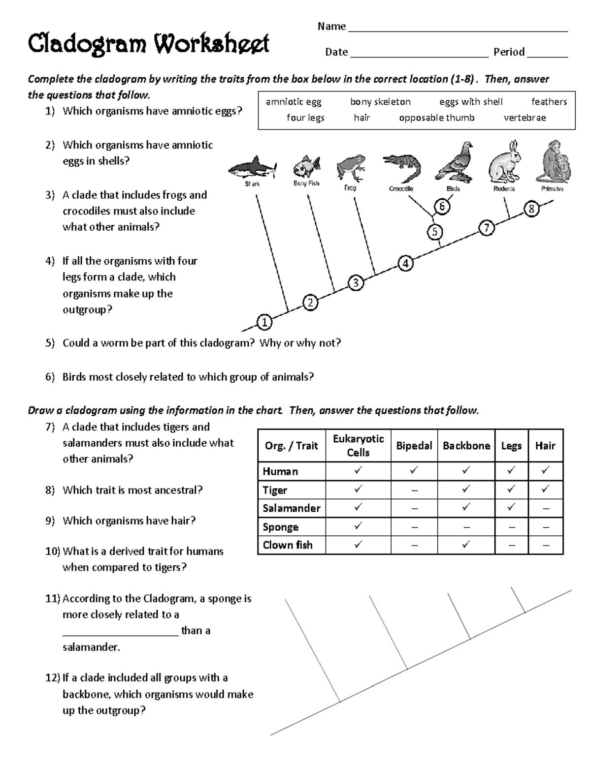 Cladogram & "Who Am I?" Worksheet for Bio 2WKST Analysis - Studocu