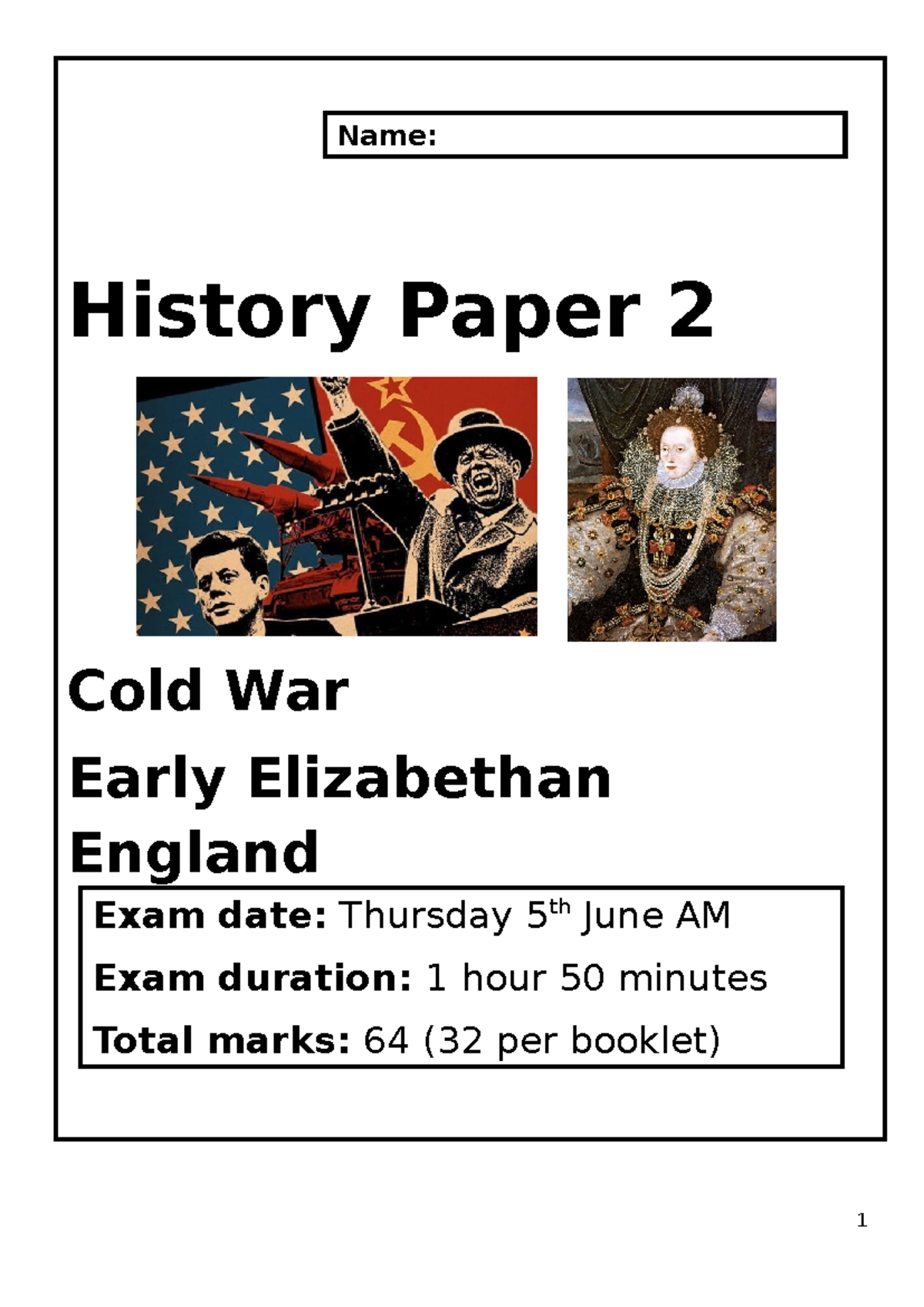 Edexcel History Paper 2: Cold War & Early Elizabethan England Overview ...
