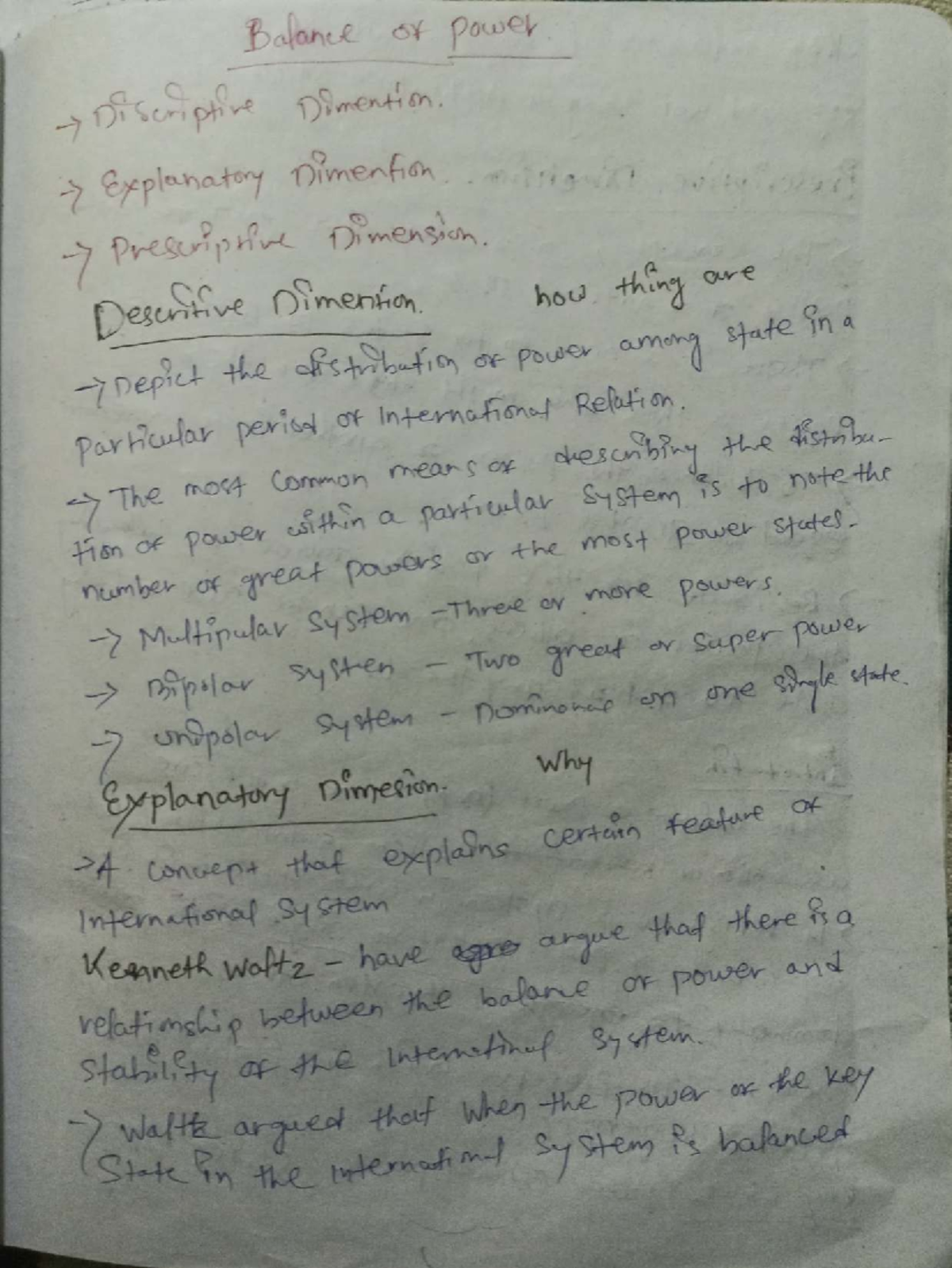 Balance of Power: Descriptive, Explanatory, and Prescriptive Dimensions ...