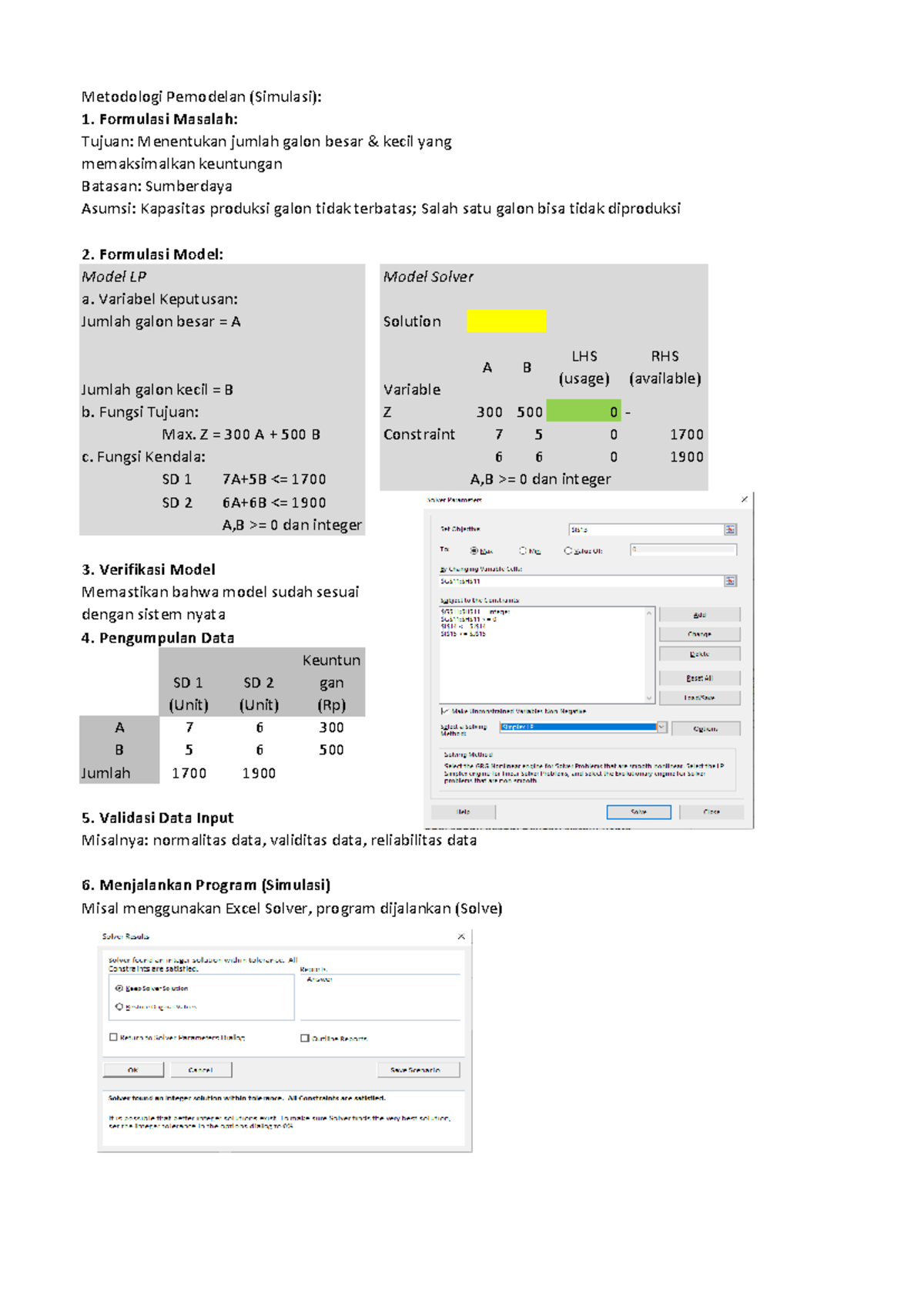 Studi Kasus: Simulasi Pemodelan dengan Excel Solver (Metode LP) - Studocu