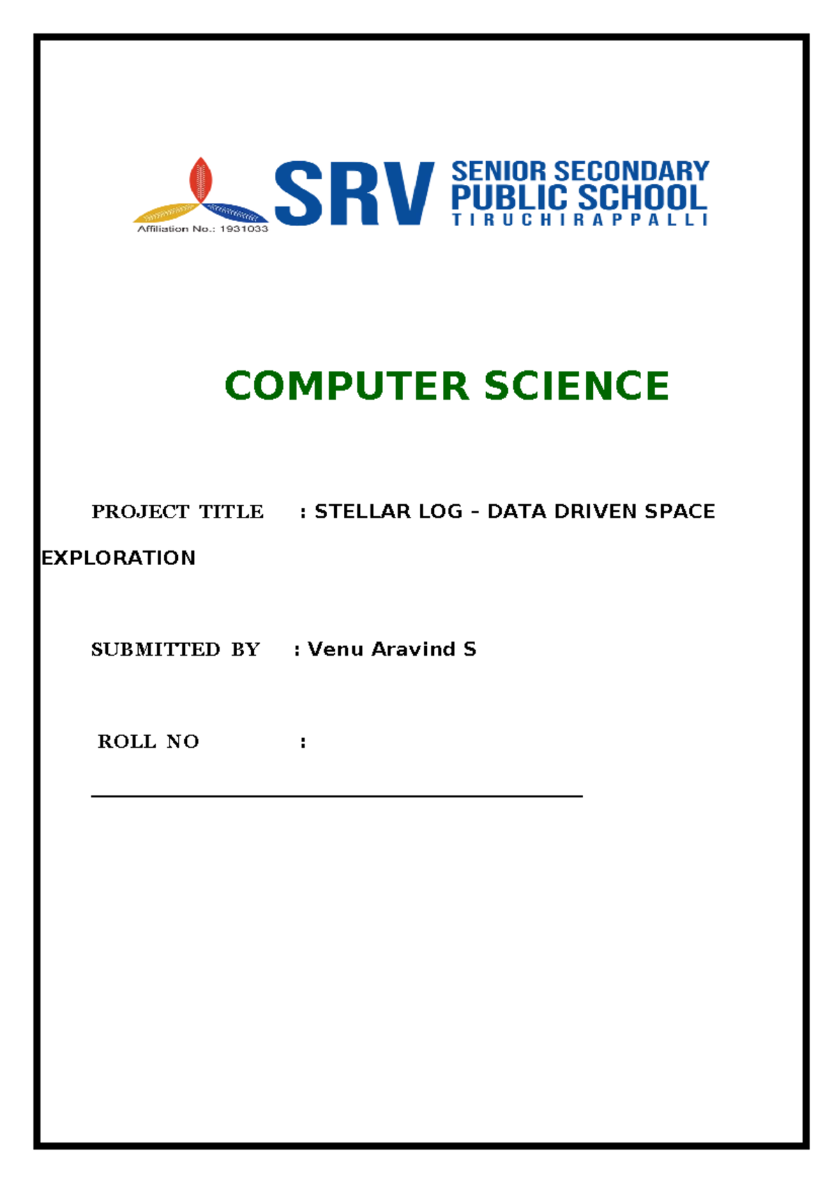 CS Project: Stellar Log Data Driven Space Exploration (AISSCE) - Studocu