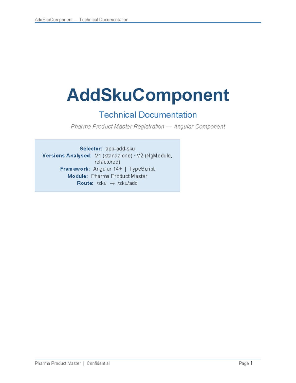AddSkuComponent Technical Documentation: Angular V1 & V2 Overview - Studocu