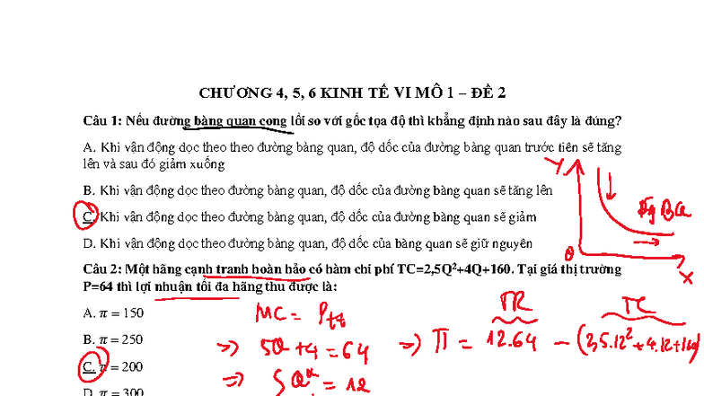 Chữa BVN Chương 4, 5, 6 Kinh Tế Vi Mô Đề 2 - NEU - Studocu
