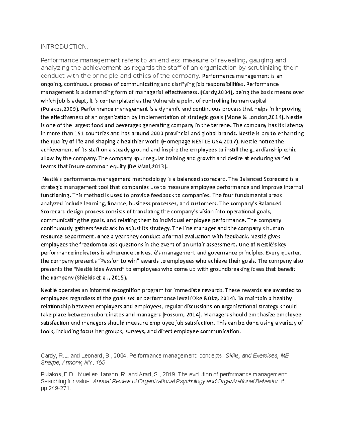 Nestle AS Performance Management Case Study Analysis - Studocu