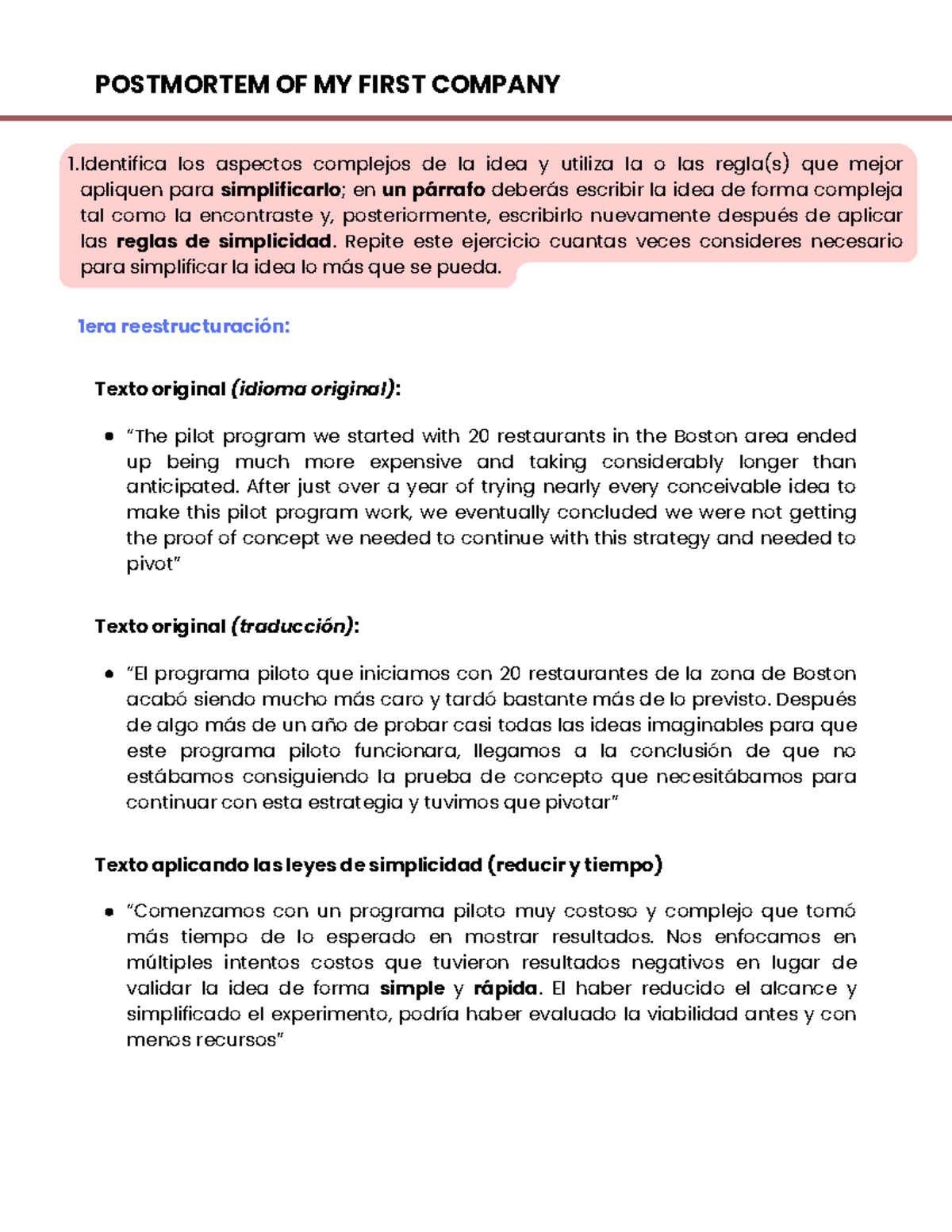 POSTMORTEM DE MI PRIMERA EMPRESA: Análisis y Reflexiones A#5 - Studocu