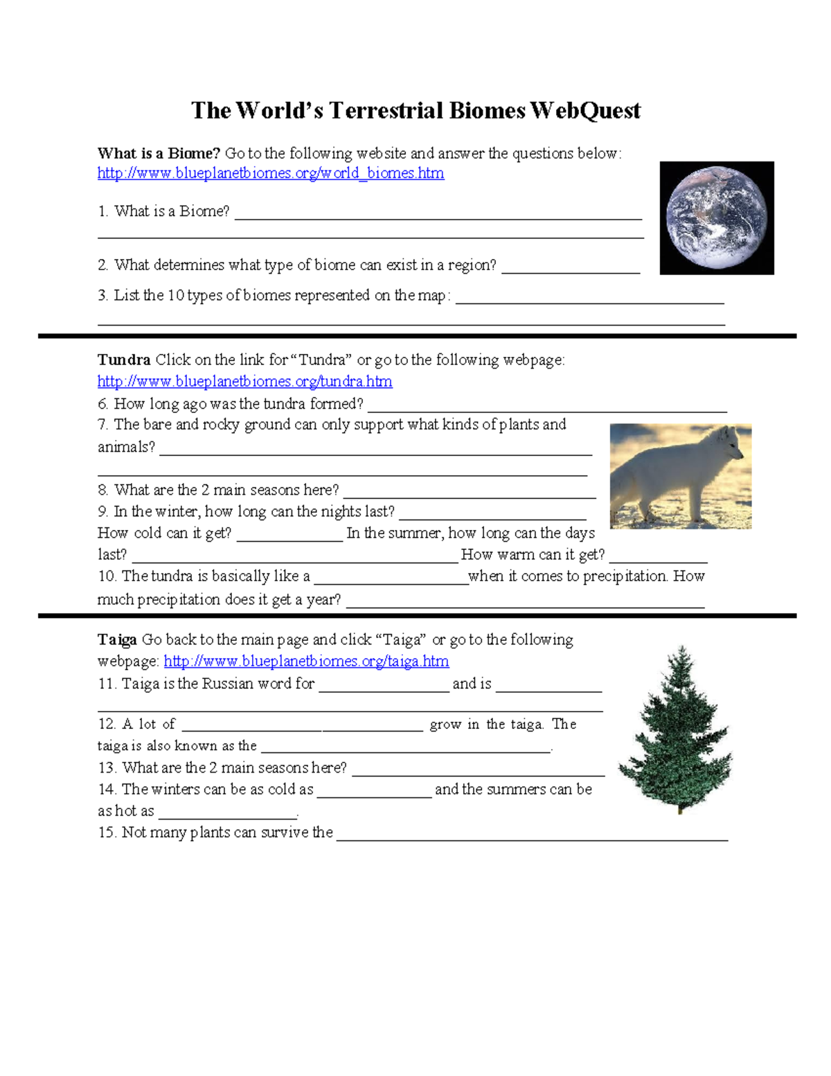 Biome WebQuest Assignment - Explore Earth's Terrestrial Biomes - Studocu