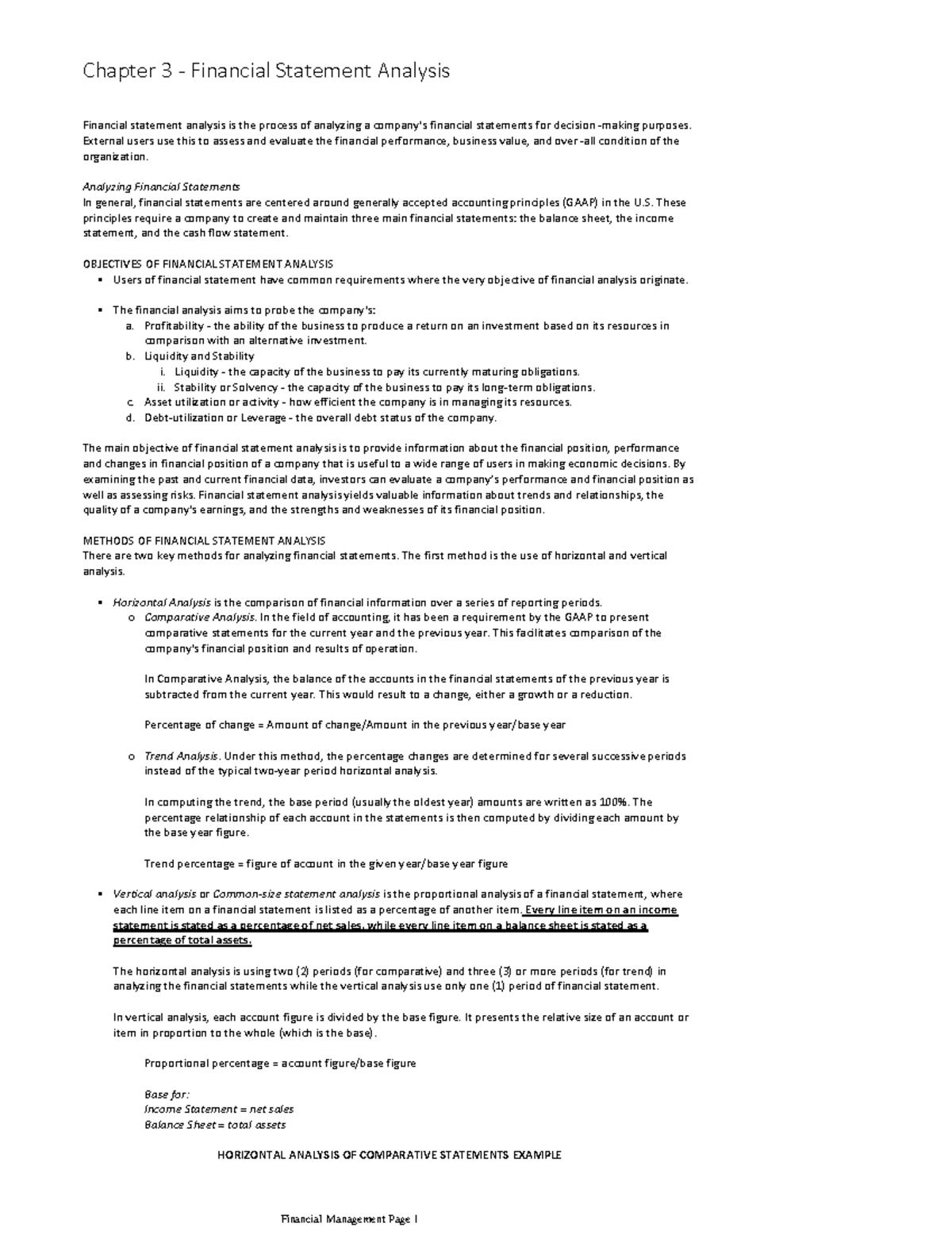 Chapter 8 - Financial Statement Analysis: Key Methods & Objectives ...
